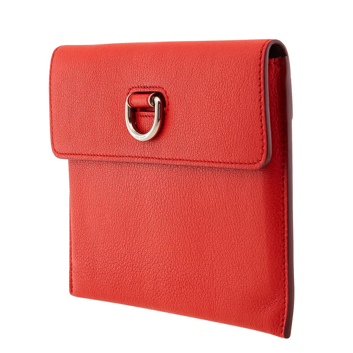 Burberry Womens D-Ring Leather Pouch, Red