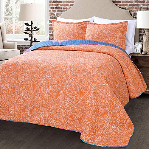 Lush Decor Boho Chic Reversible 3 Piece Quilt Bedding Set - Turquoise/Navy - King