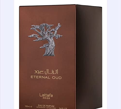 Lattafa Perfumes Eternal Oud EDP - 100ml(3.4 oz) Unisex | Grapefruit, Plum, Orchid, Heliotrope, Vanilla, Amber, Oud, Benzoin, Tonka Bean, Labdanum, 3.4 Fl Oz (Pack of 1)