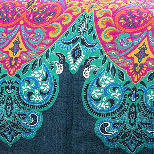 Lush Decor Boho Chic Reversible 3 Piece Quilt Bedding Set - Turquoise/Navy - King