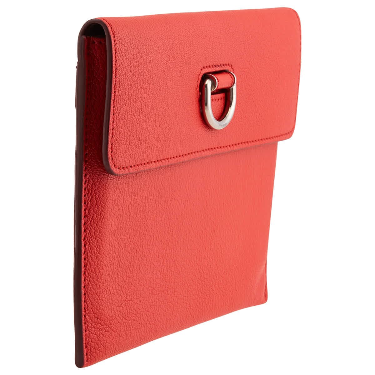 Burberry Womens D-Ring Leather Pouch, Red