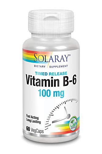 Solaray B 6 Two Stage Timed Release, 100mg, 60 Count