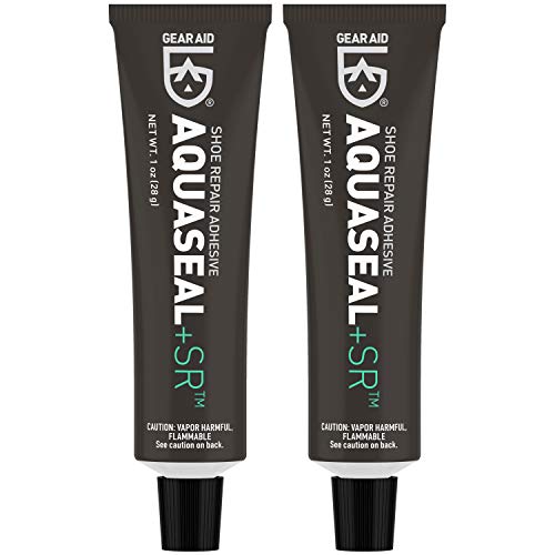 GEAR AID Aquaseal SR Shoe Repair Adhesive For Fixing Holes in Hiking, Work, Boots, Rainboots, Shoes, Soles and Rebuild Heels, Clear, 2 Pack