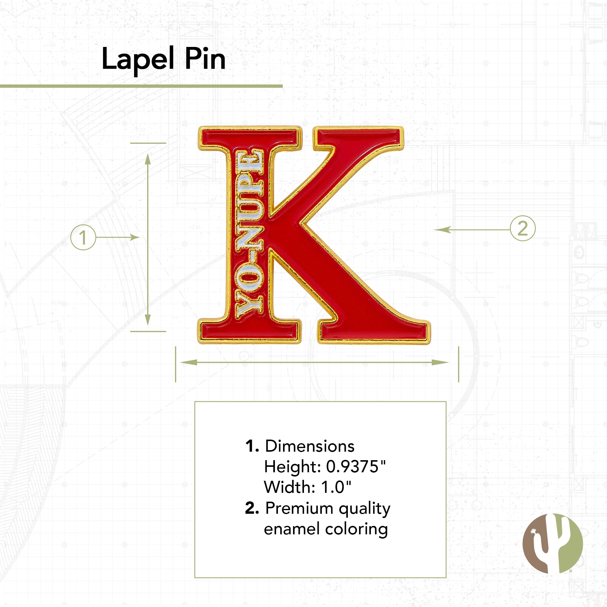 Desert Cactus Kappa Alpha Psi Lapel Pin Fraternity Logo Enamel Greek Letters Formal Wear Blazer Jacket (K w/YO-NUPE)