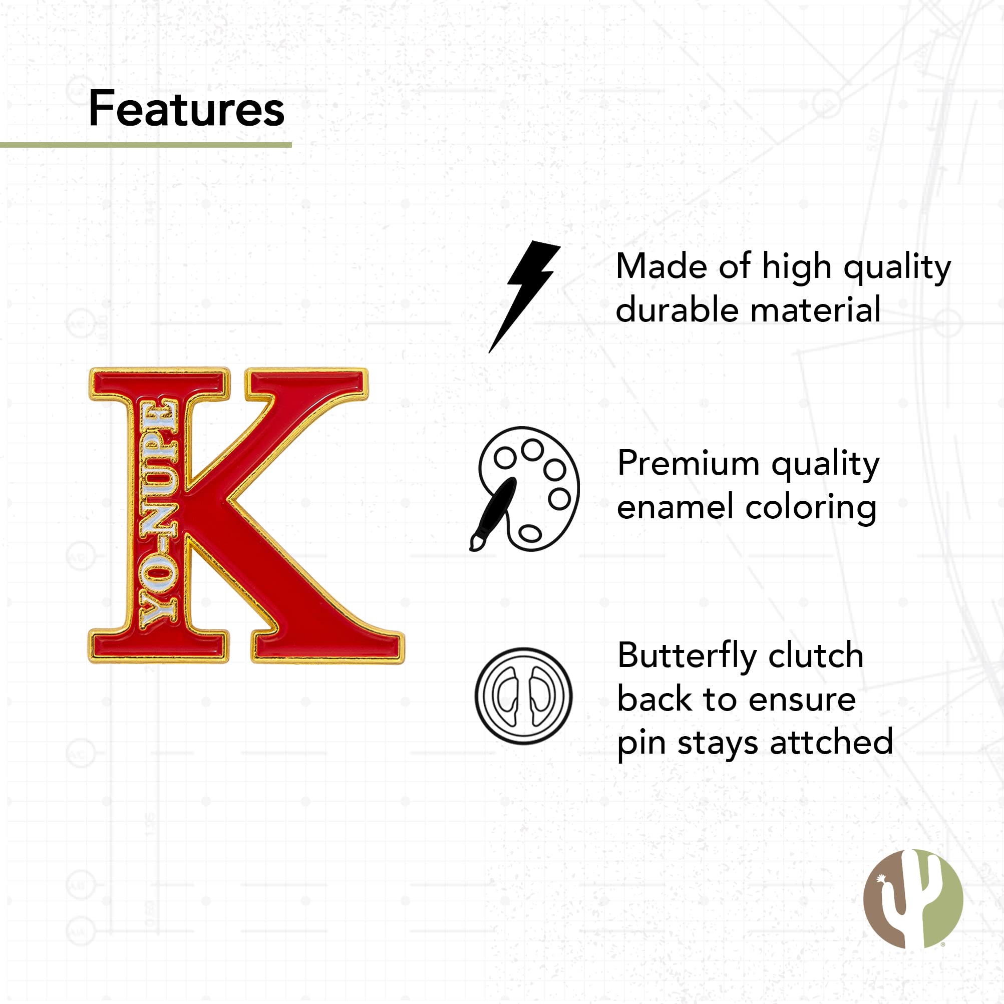 Desert Cactus Kappa Alpha Psi Lapel Pin Fraternity Logo Enamel Greek Letters Formal Wear Blazer Jacket (K w/YO-NUPE)