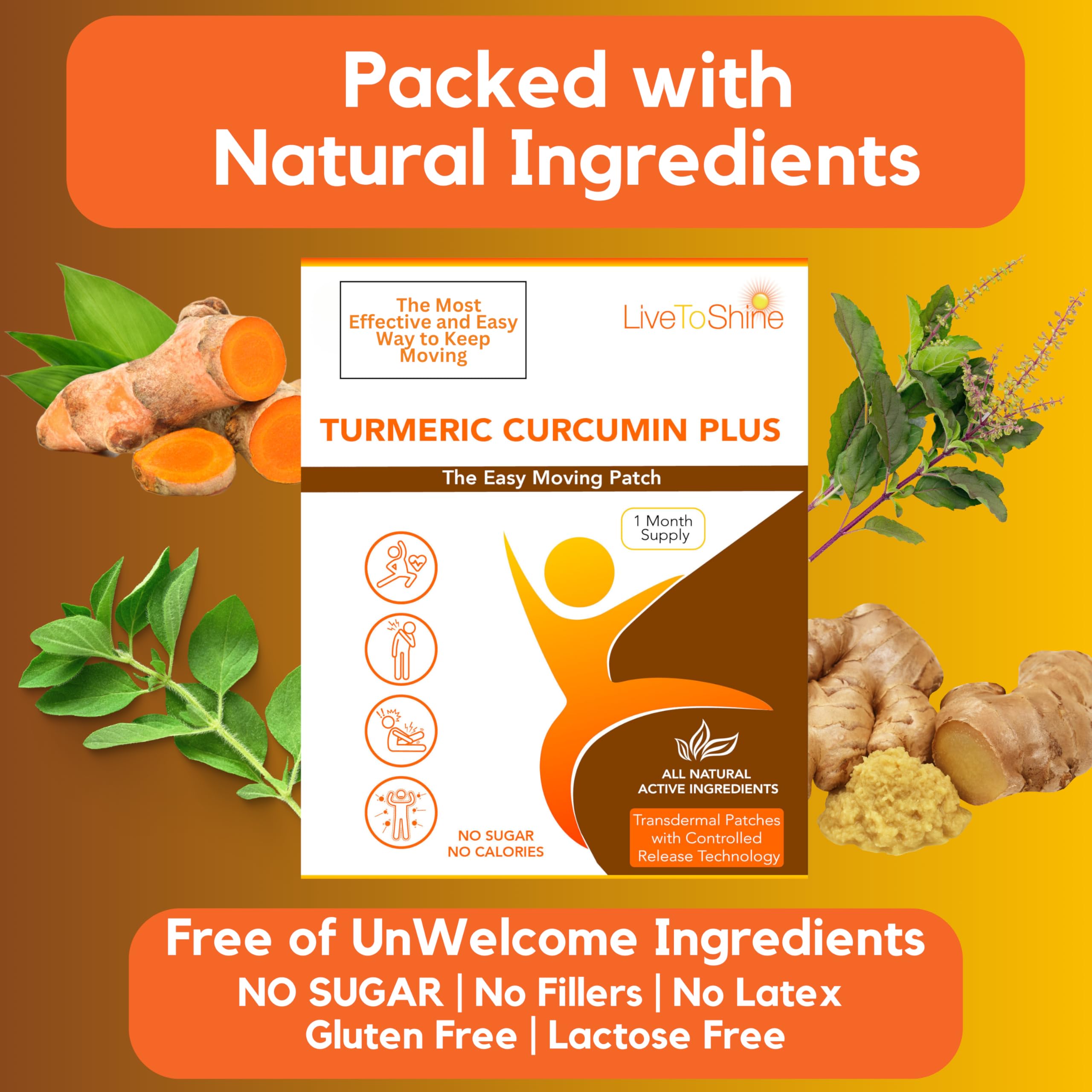 Live To Shine Turmeric Curcumin Topical Patches - 30 Days Supply – USA Made