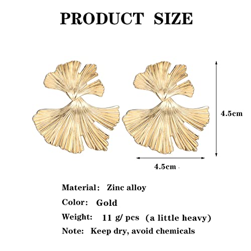 Gold Statement Earrings Ginkgo Leaf Earrings Alloy Vintage Boho Flower Dangle Fashion Summer Earrings for Women