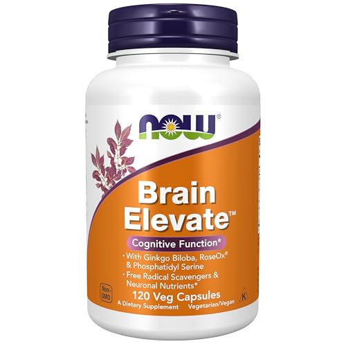 NOW Foods Supplements, Brain Elevateโข, Featuring Ginkgo Biloba, RoseOxยฎ and Phosphatidyl Serine, 120 Veg Capsules