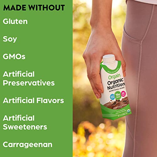 Orgain Organic Nutritional Shake, Creamy Chocolate Fudge - Meal Replacement, 16g Grass Fed Whey Protein, 20 Vitamins & Minerals, Gluten & Soy Free, Kosher, Non-GMO, 11 Fl Oz (Pack of 12)
