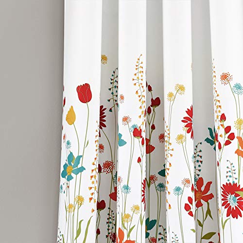 Lush Decor Clarissa Floral Room Darkening Window Curtain Panel Pair, 84" L x 52" W, Turquoise & Tangerine