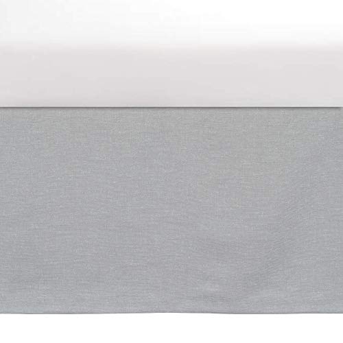 Lush Decor Baby Printed Linen Textured Solid Crib Skirt, Gray 52"L x 28"W + 16" Drop