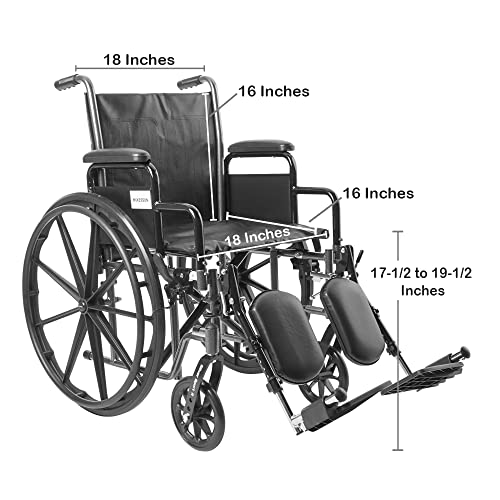 McKesson Wheelchair, Elevating Swing Away Foot Leg Rest, Desk Length Arms, 18 in Seat, 300 lbs Weight Capacity, 1 Count