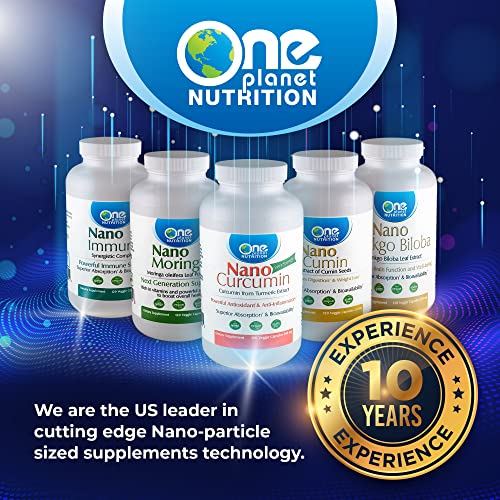One Planet Nutrition Nano Ginkgo biloba 250 mg Veggie Capsules (120 Servings), Ginkgo biloba Extract, Nano for Higher Absorption, Improves Cognitive Function & Circulation, Non-GMO, Vegan, Gluten Free