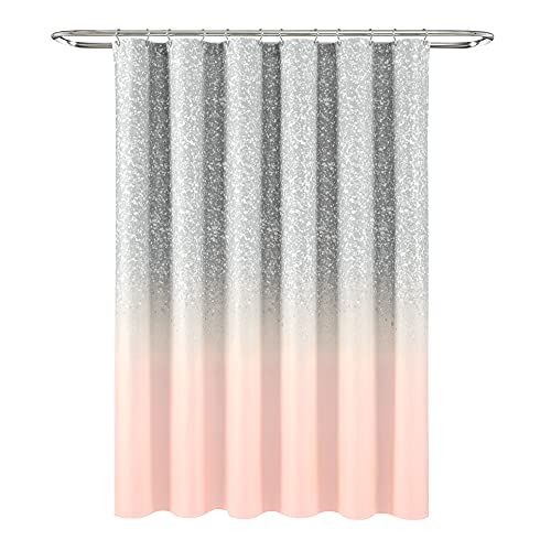 Lush Decor Glitter Ombre Metallic Print Shower Curtain, 72" x 72", Blush & Gray