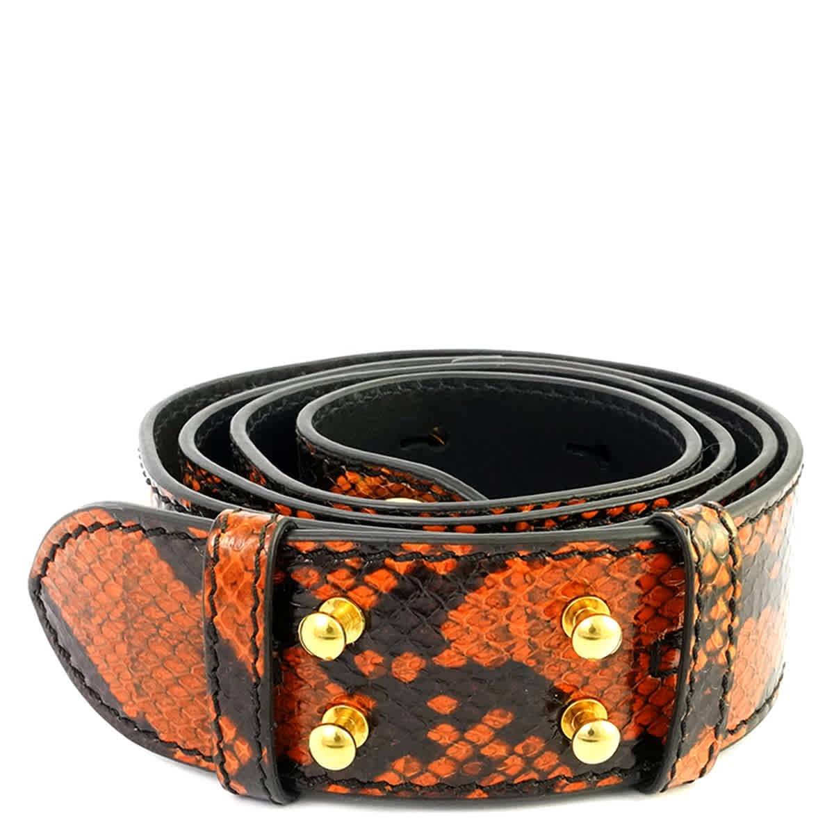 BURBERRY Burnt Amber Croco-embossed Leather Bag Strap