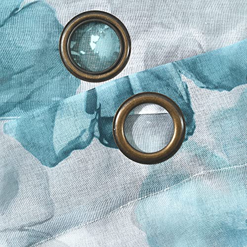Lush Decor Leah Room Darkening Window Curtain Panel Pair Floral Insulated Grommet, 52"W x 84"L, Blue