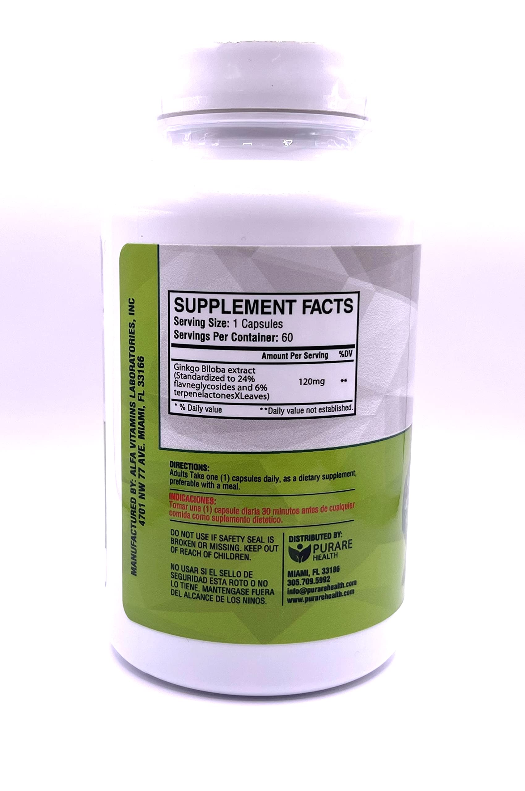 Purare Health Ginkgo Biloba Supplements