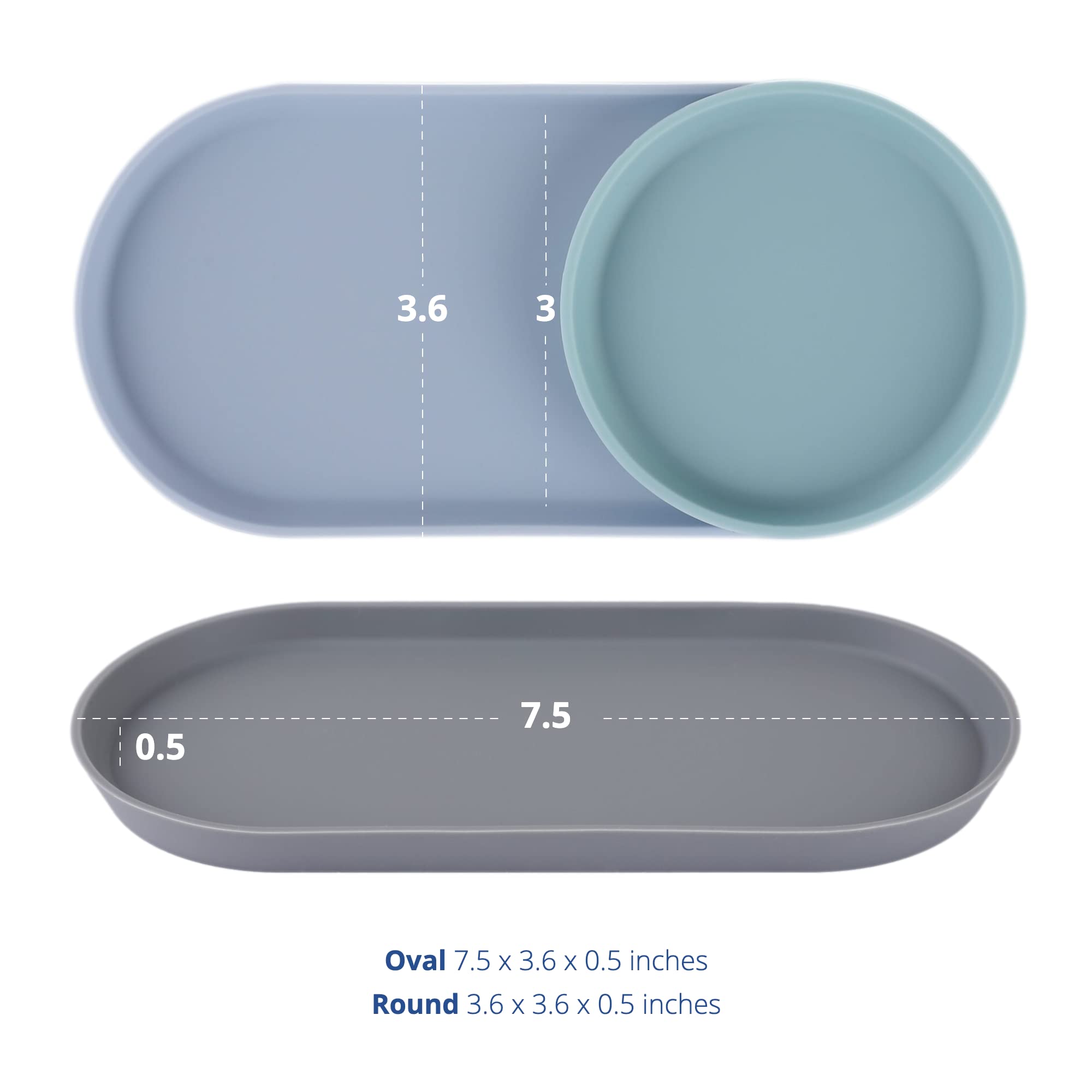 Blue Ginkgo Mini Silicone Trays β Set of 6 Easy-Clean Organizers for Bathroom, Kitchen, Desk, Vanity, and Cosmetics (Blue, Mint, Gray)