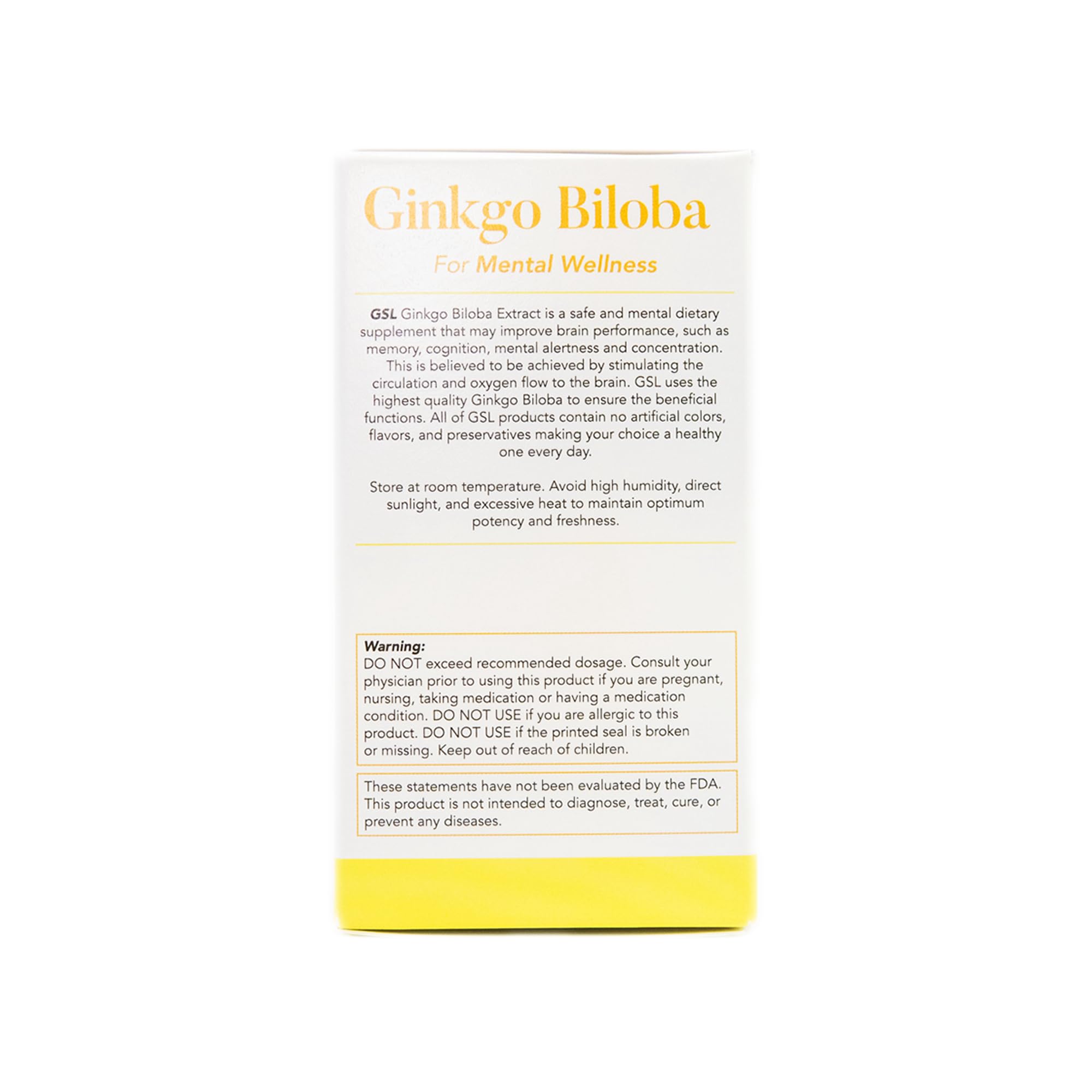 GSL Technology Ginkgo Biloba | 60MG of Ginkgo Biloba 50:1 Extract (Equivalent to 3000MG Per Tablet) | Made in USA (60 Tablets)