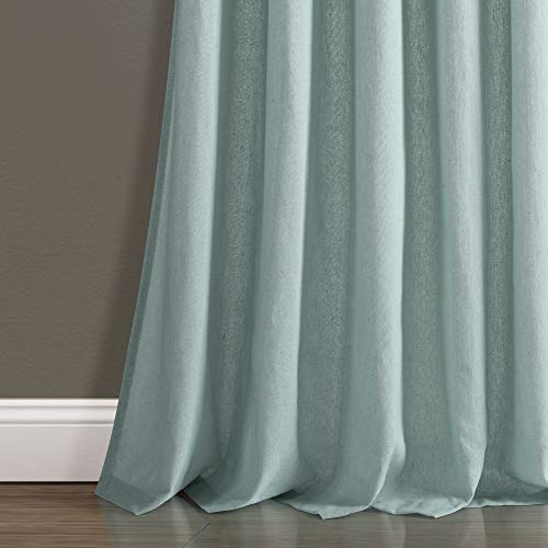 Lush Decor X 45 1 Blue Burlap Knotted Tab-Top Window Curtain Panel Pair (84" x 45"), 84