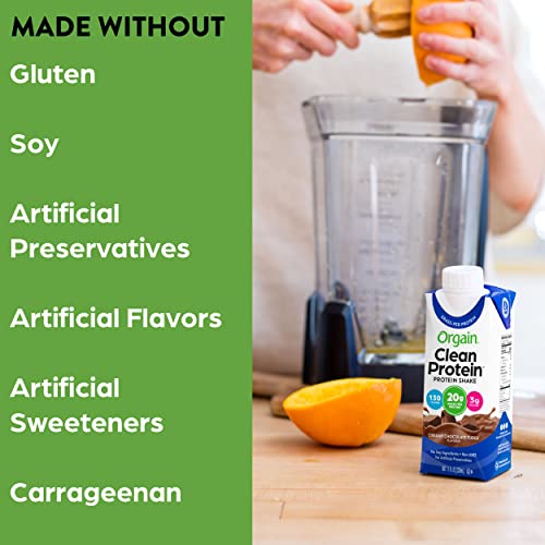 Orgain Grass Fed Clean Protein Shake, Creamy Chocolate Fudge - 20g of Protein, Meal Replacement, Ready to Drink, Gluten Free, Soy Free, Kosher, Packaging May Vary, 11 Fl Oz (Pack of 12)