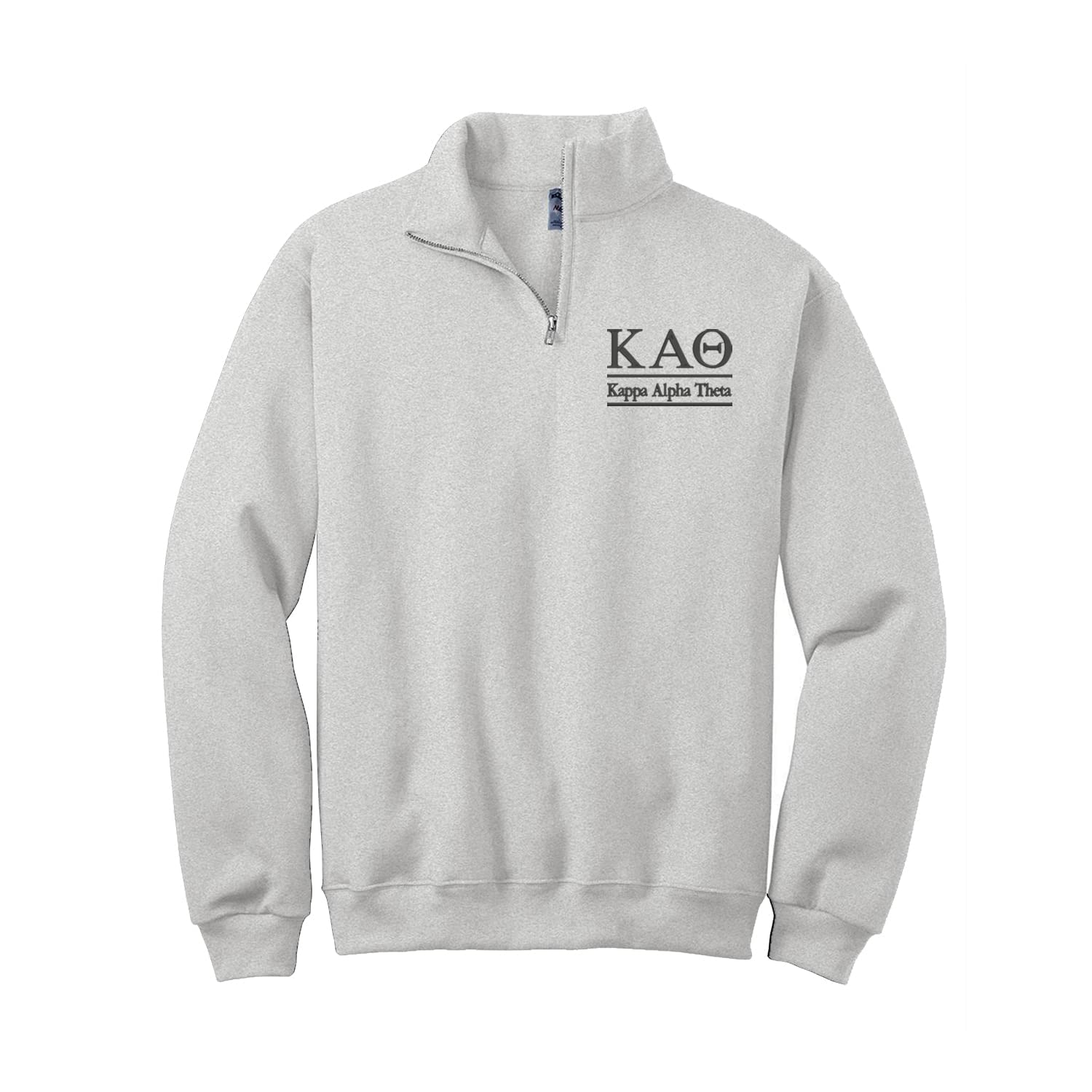 Kappa Alpha Theta Quarter Zip Cadet Collar Sweatshirt - Kappa Allpha Theta Sorority Merchandise - Theta Sweatshirt (as1, alpha, l, regular, regular, Ash & Black)
