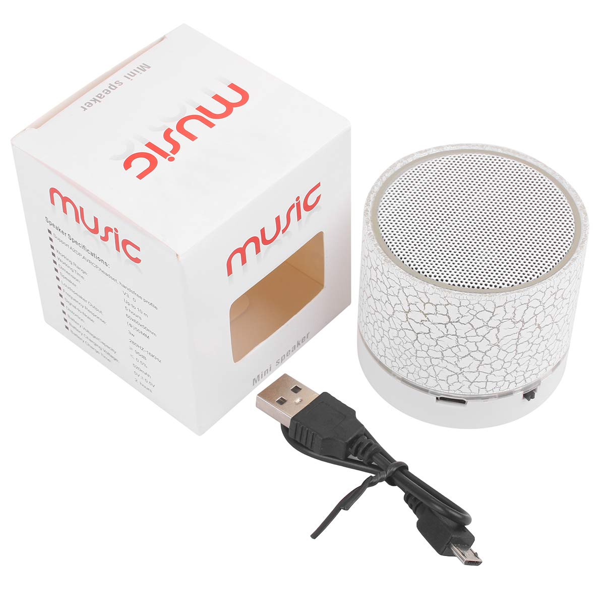 AICase Portable Mini Speaker, Super Bass Stereo Rechargeable Speaker with LED Lights