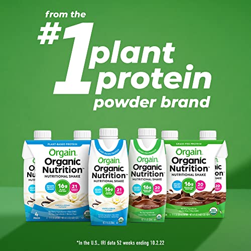 Orgain Organic Vegan Plant Based Nutritional Shake, Smooth Chocolate - Meal Replacement, 16g Protein, 22 Vitamins & Minerals, Dairy Free, Gluten Free, 11 Fl Oz (Pack of 12)