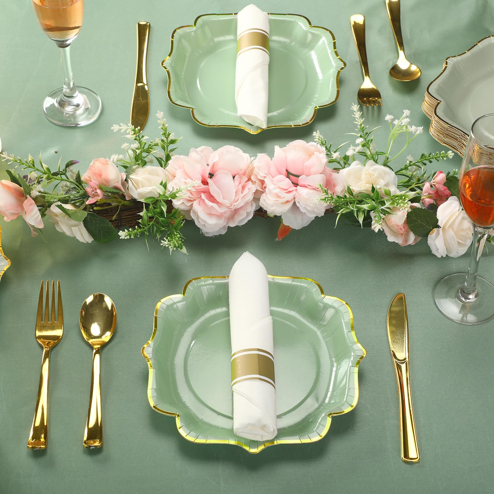 Norme 36 Packs Sage Green Paper Plates with Scalloped Edge 9 Inch Dessert Party Paper Plates Disposable Decorative Plate for Appetizer Salad Birthday Tea Party Decorations Supplies