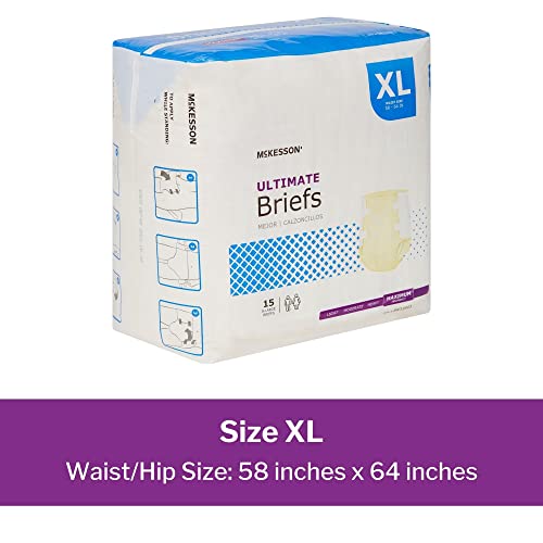McKesson Ultimate Briefs, Incontinence, Maximum Absorbency, XL, 15 Count, 1 Pack