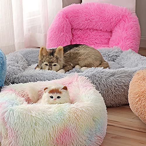 LQUOXH Square Dog Beds Long Plush Pet Beds Cat Mat for Little Medium Large Pets Super Soft Winter Warm Sleeping Mats (Color : LightCoffee, Size : Small)