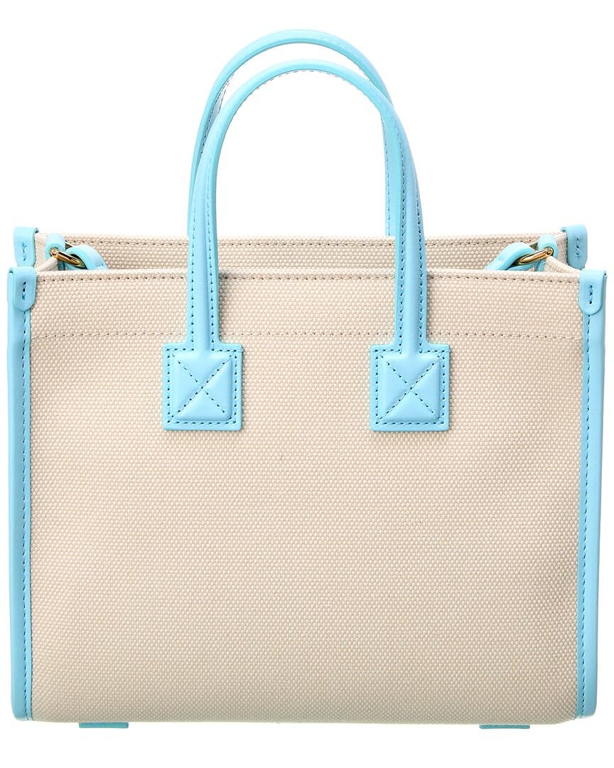 BURBERRY Freya Mini Canvas & Leather Tote, Blue