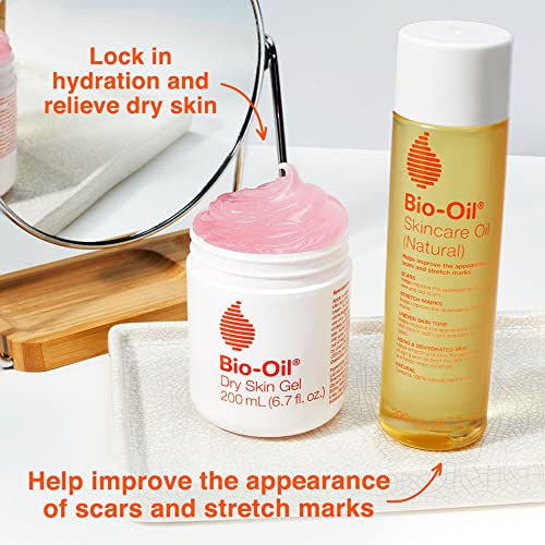 Bio-Oil Dry Skin Gel, Face and Body Moisturizer, Fast Absorbing Hydration, with Soothing Emollients and Vitamin B3, Non-Comedogenic, 6.7 Fl oz