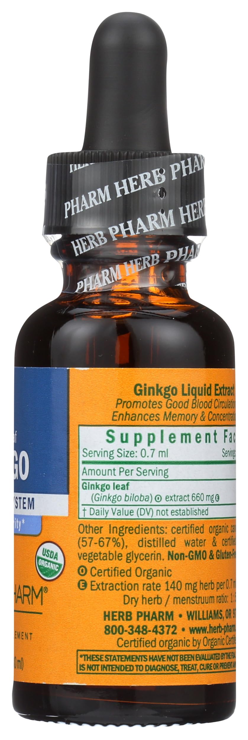HERB PHARM Organic Ginkgo Extract, 1 FZ