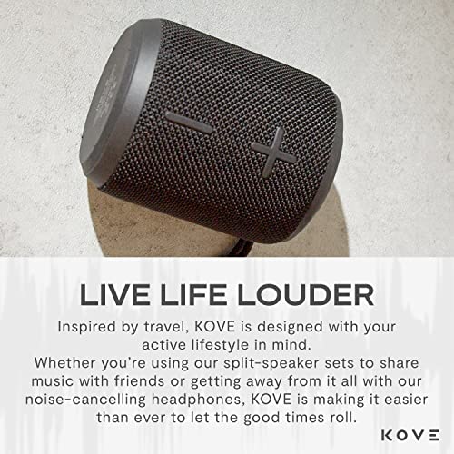 KOVE Mini Commuter 2 Portable Speaker - Black Bluetooth Speakers, Wireless with HD Louder Volume, Deep Bass Subwoofer, Microphone, IPX7 Water Resistant - Perfect Boom Box for Home, Outdoor or Travel