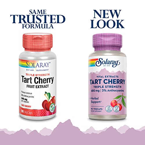 SOLARAY Triple Strength Tart Cherry Fruit Extract | Helps Support Healthy Uric Acid Levels w/ Antioxidants & Anthocyanins | Non-GMO & Vegan | 90ct
