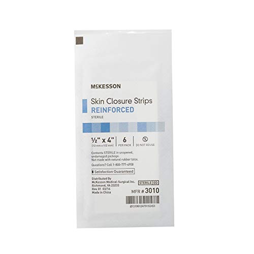 McKesson Skin Closure Strips, Sterile, Reinforced, 1/2 in x 4 in, 50 Count