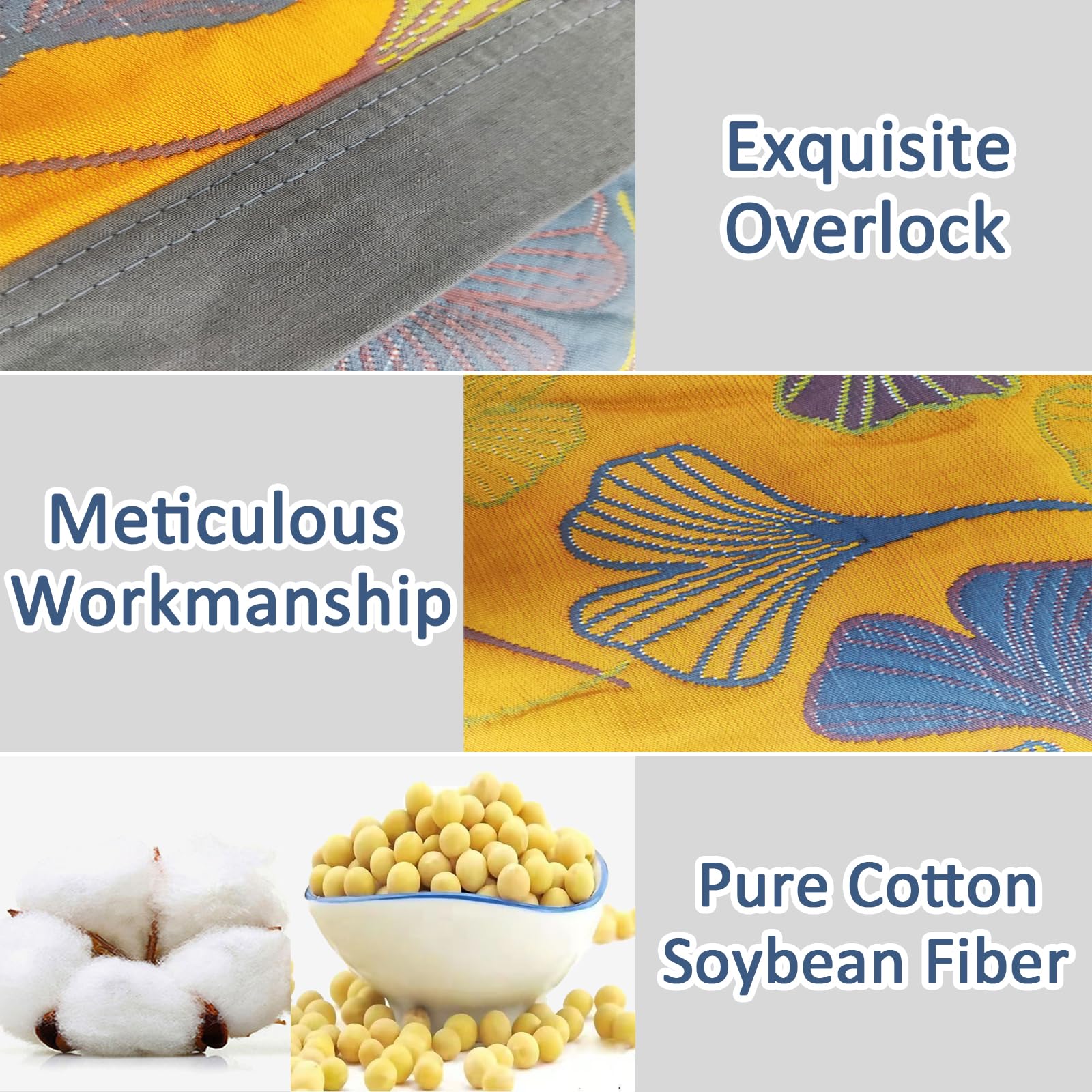 Ginkgo Queen Quilt Bedding Set 3 Piece Lightweight Cotton Queen Bedspread Coverlet Set for All Season Soft Reversible Quilt Set (Includes 1 Quilt, 2 Pillow Shams)