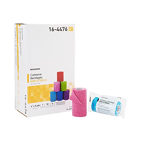 McKesson Cohesive Bandage, Non-Sterile, Self-Adherent Closure, Multi-Color, 4 in x 5 yds, 1 Count, 18 Packs, 18 Total