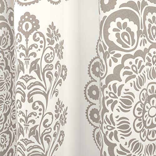 Lush Decor, Gray Evelyn Medallion Room Darkening Window Curtain Panel Pair, 84" x 52" + 2" Header, 84 in x 52