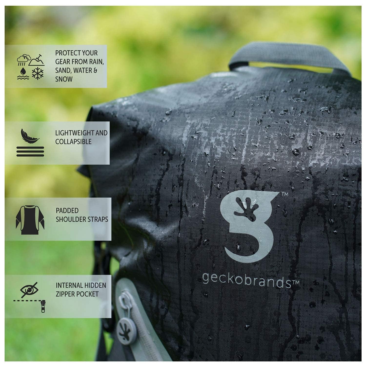 geckobrands Lightweight 30L Waterproof Backpack - Lightweight Watertight Outdoor Bag Hiking Traveling Light Water Activities