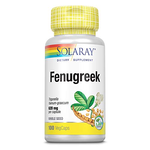 SOLARAY Fenugreek Seed 620mg - 100 VegCaps - Healthy Digestion & Lactation Support - Non-GMO & Vegan - 50 Servings