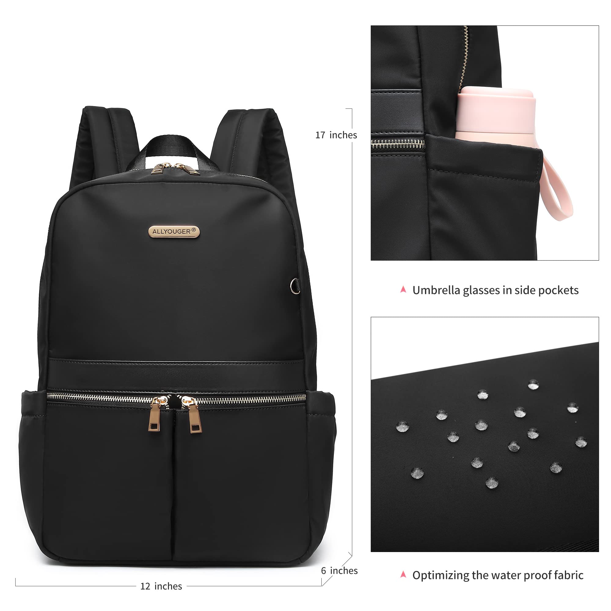 ALLYOUGER Fashionable Waterproof Women's Backpack, Suitable for Middle and High School Students and College Students, Accommodates 14-inch Laptop, a Must-Have for Traveling