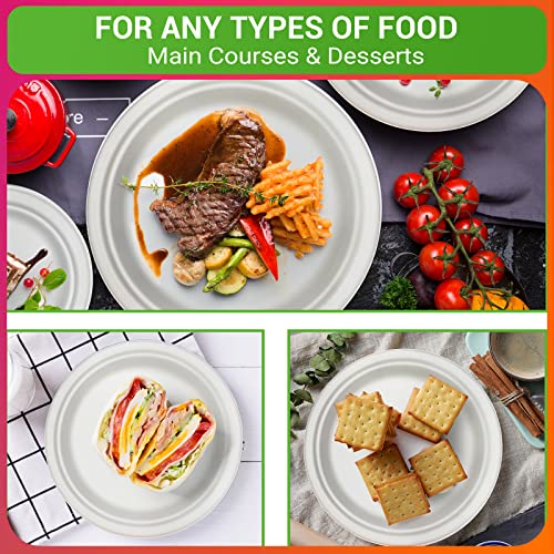 MIDOFELD 7 Inch Small Paper Plates - [125-Pack] Heavy Duty Dessert Paper Plate Eco Friendly Made from Sugarcane Fiber - Microwable Sturdy Party Plate Disposable, 100% Compostable and Biodegradable