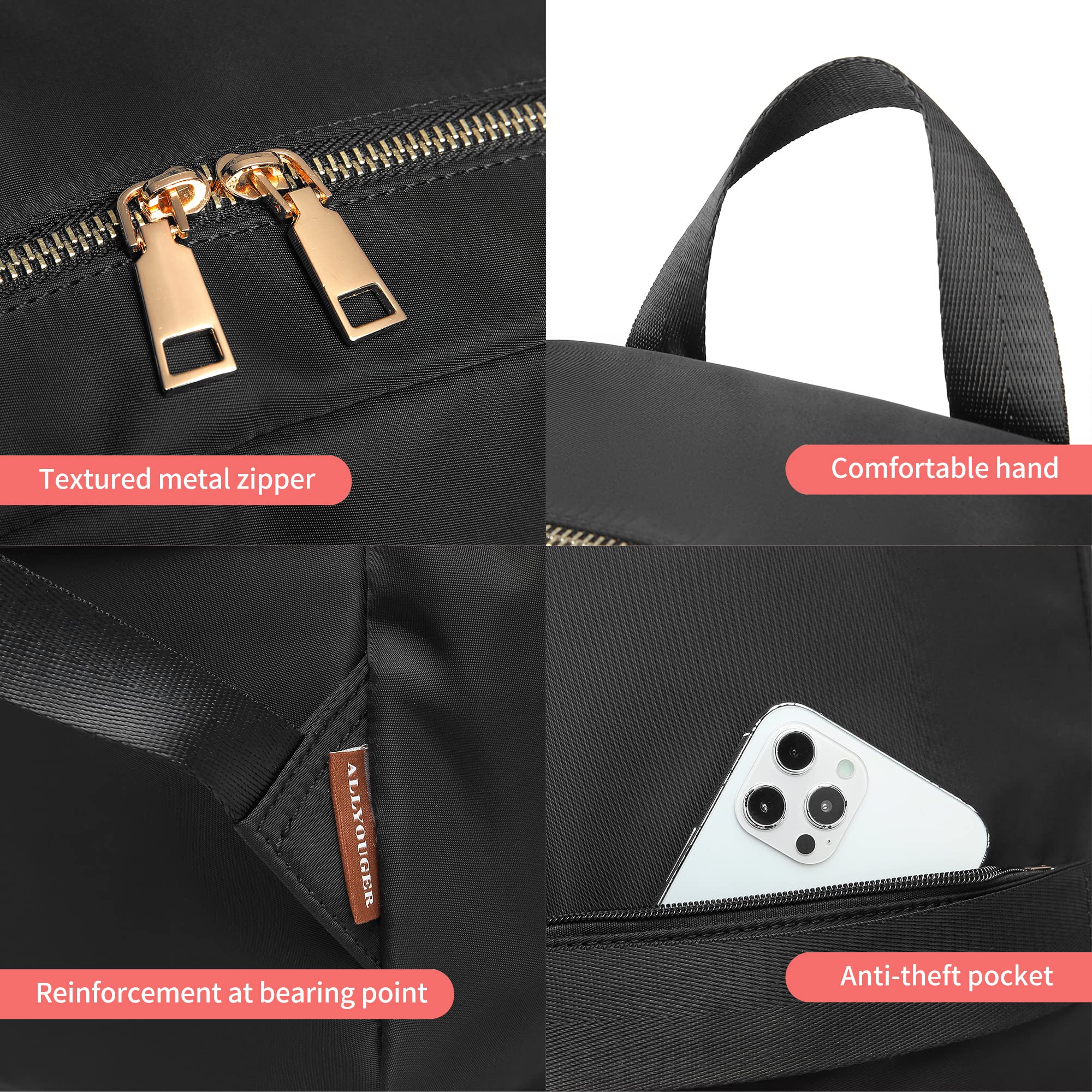 ALLYOUGER Fashionable Waterproof Women's Backpack, Suitable for Middle and High School Students and College Students, Accommodates 14-inch Laptop, a Must-Have for Traveling