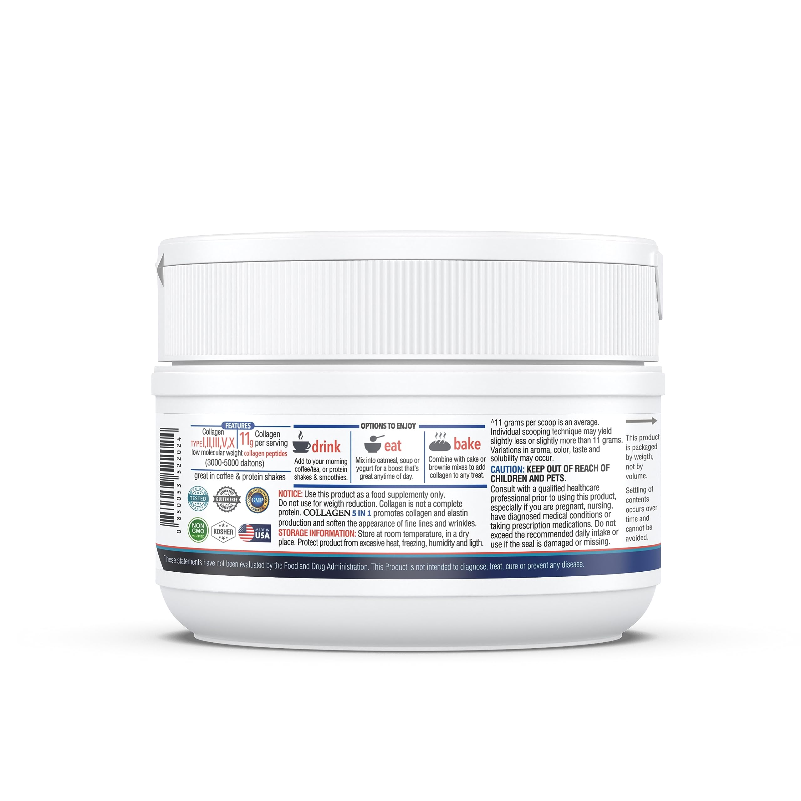 KAPPA NUTRITION Collagen Complex - Type I, II, III, V, X, Grass Fed, Non-GMO, 30 Servings