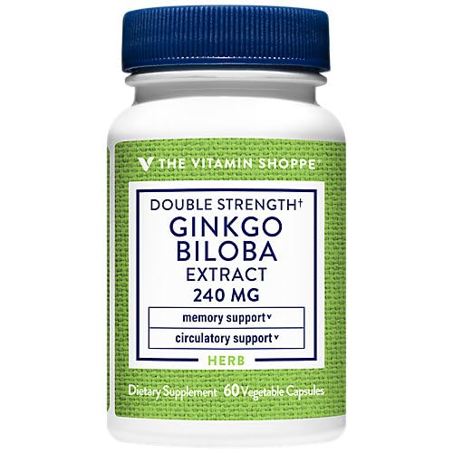 Double Strength Ginkgo Biloba Extract a" Memory & Circulatory Support a" 240 MG (60 Vegetable Capsules)