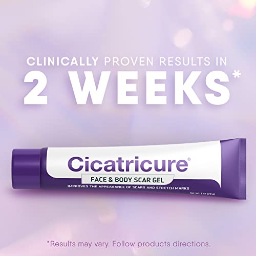 Cicatricure Face & Body Scar Gel, Scar Treatment for Old & New Scars, Stretch Marks, Surgery, Injuries, Burns and Acne Scar Treatment, 1 Ounce