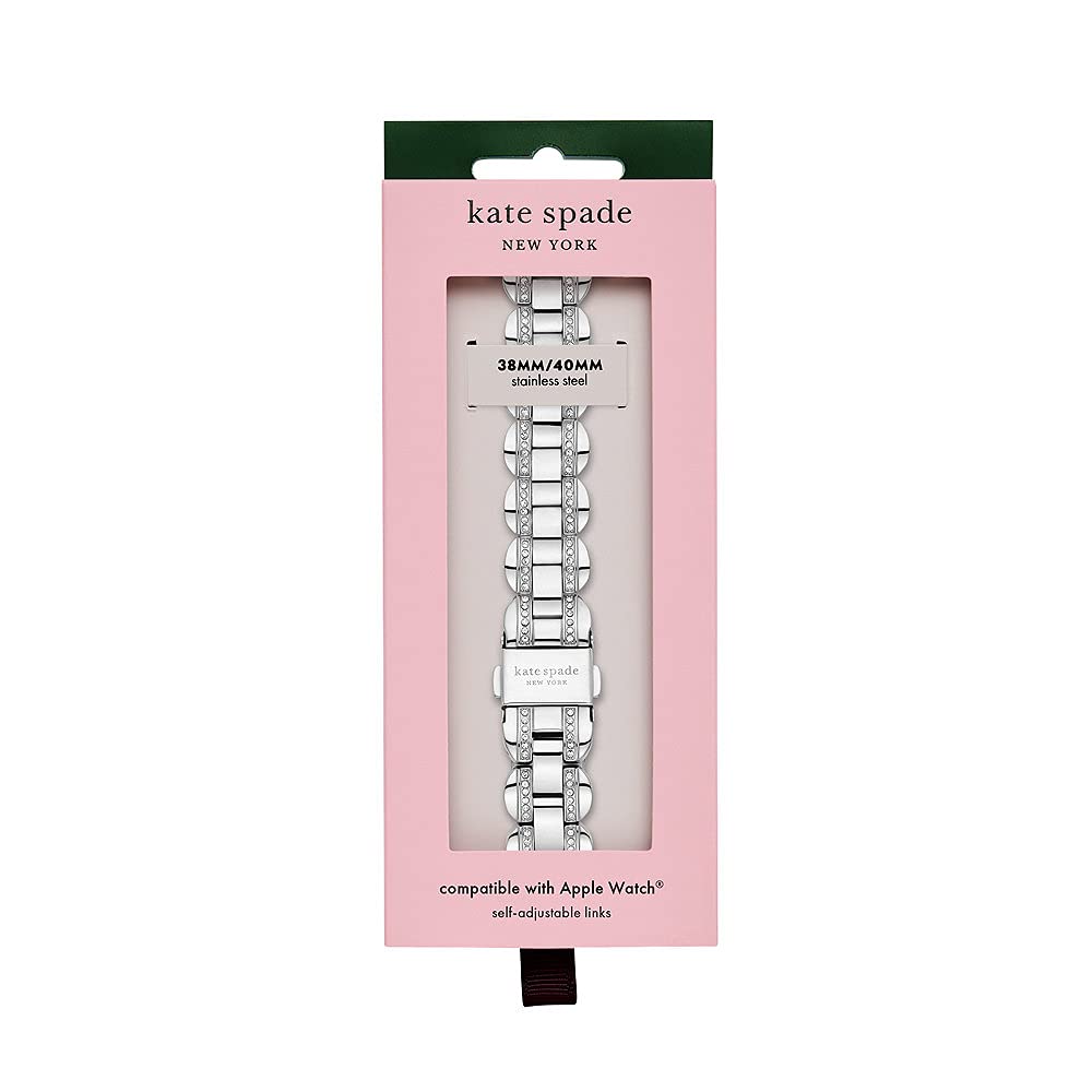 kate spade new york stainless steel band for 38/40/41mm apple watch series 1-6, color: silver