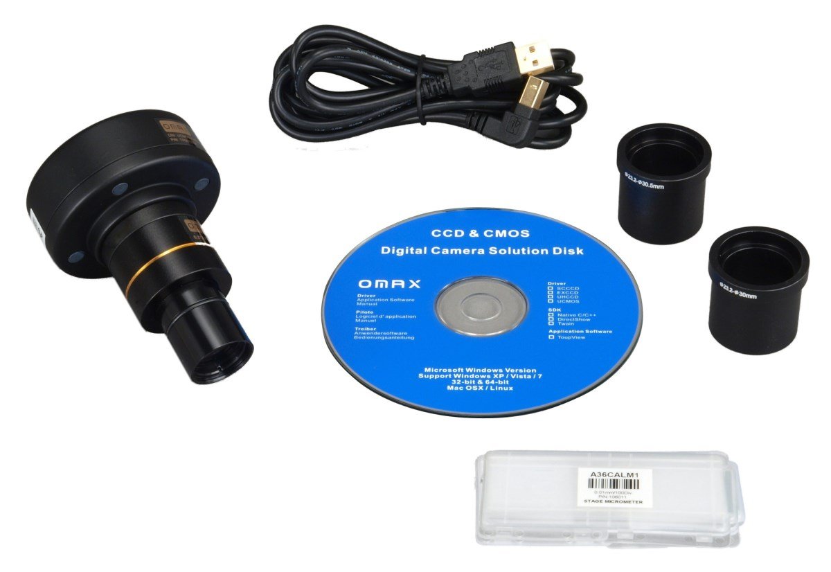 OMAX 9.0MP USB Digital Camera for Microscope with 0.01mm Calibration Slide (Windows/Mac/Linux)